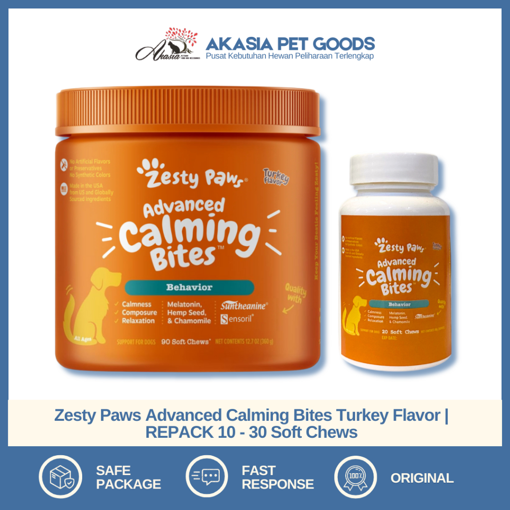 Jual Zesty Paws Calming Bites for Dogs | Kemasan Repack 10-20-30 Chews ...