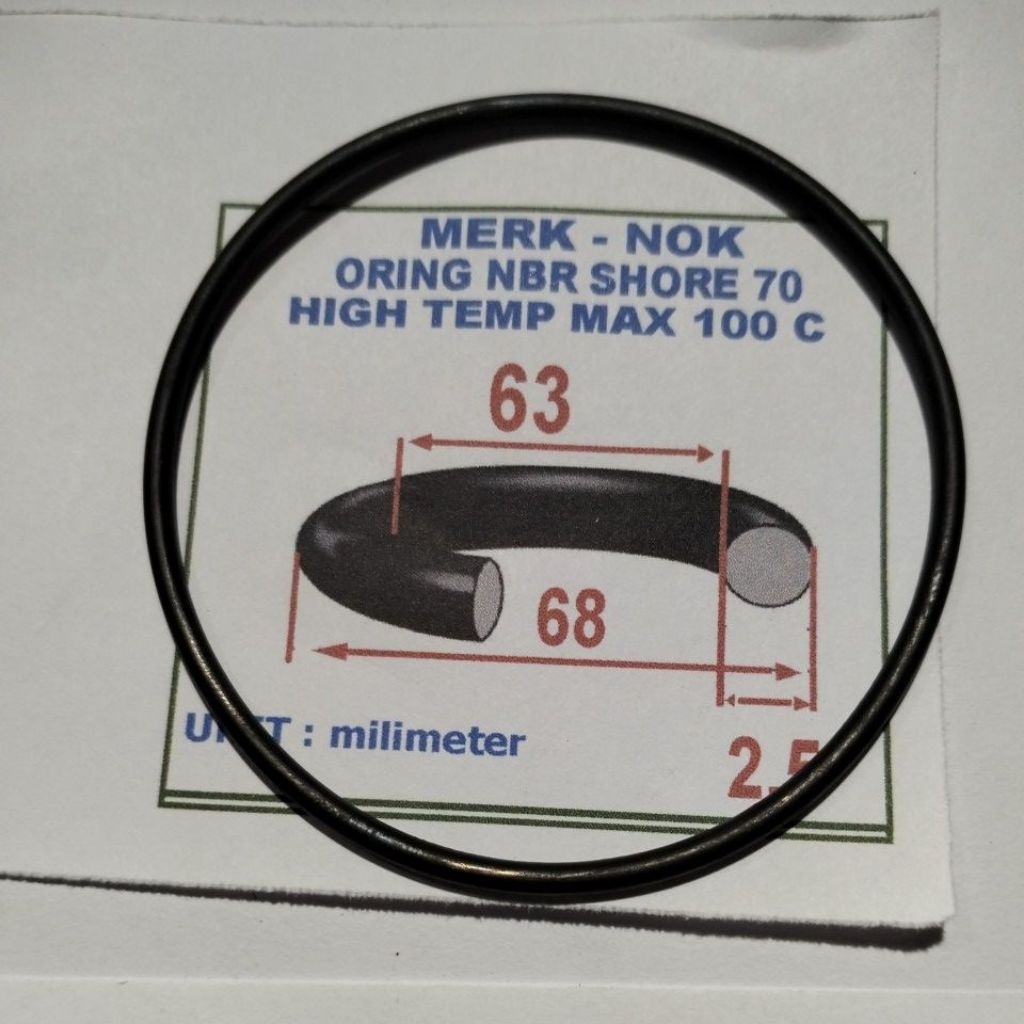 Jual oring 2,5 x 63 x 68 mm NBR shore 70 max temp 100 oil resistant ...