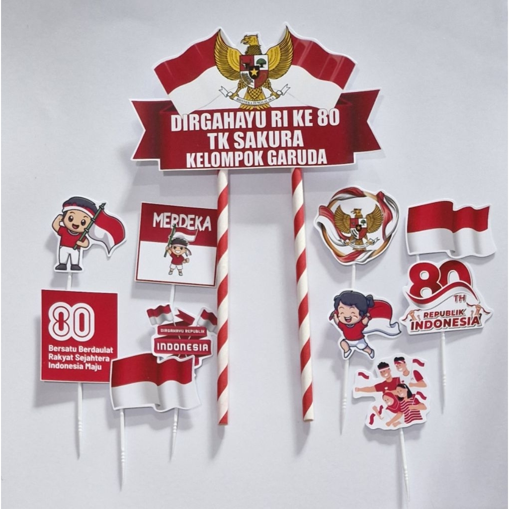 Jual TOPPER CAKE HIASAN KUE ULANG TAHUN TUMPENGAN TEMA 17AN 17 AGUSTUS ...