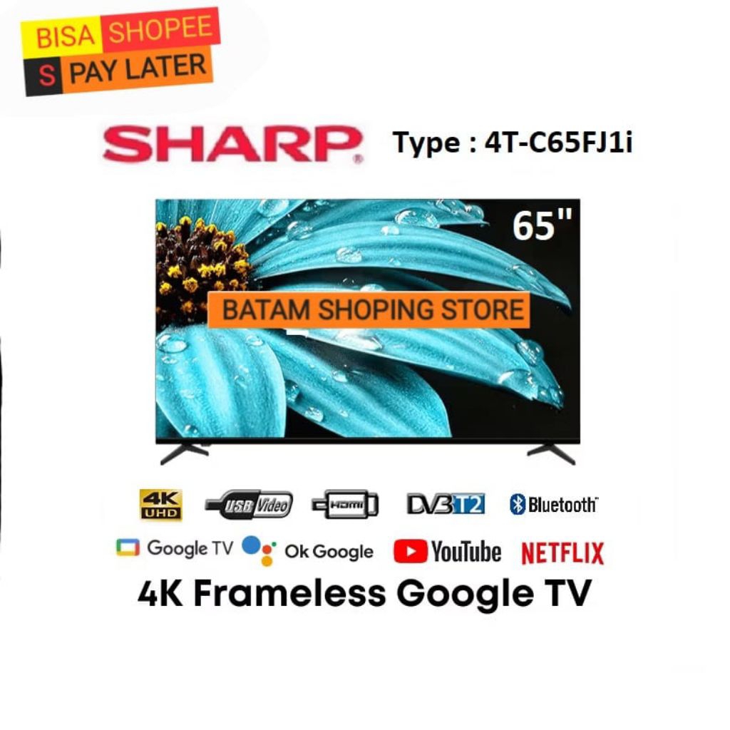 Jual TV SHARP 65 INCH 4T-C65FJ1I [ 4K UHD GOOGLE TV ] GARANSI RESMI ...