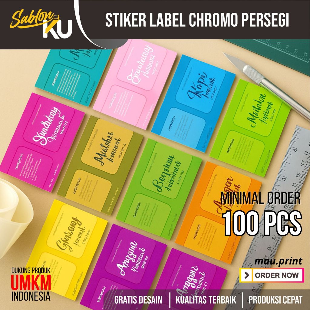 Jual cetak stiker sticker chromo kertas glossy custom desain label ...