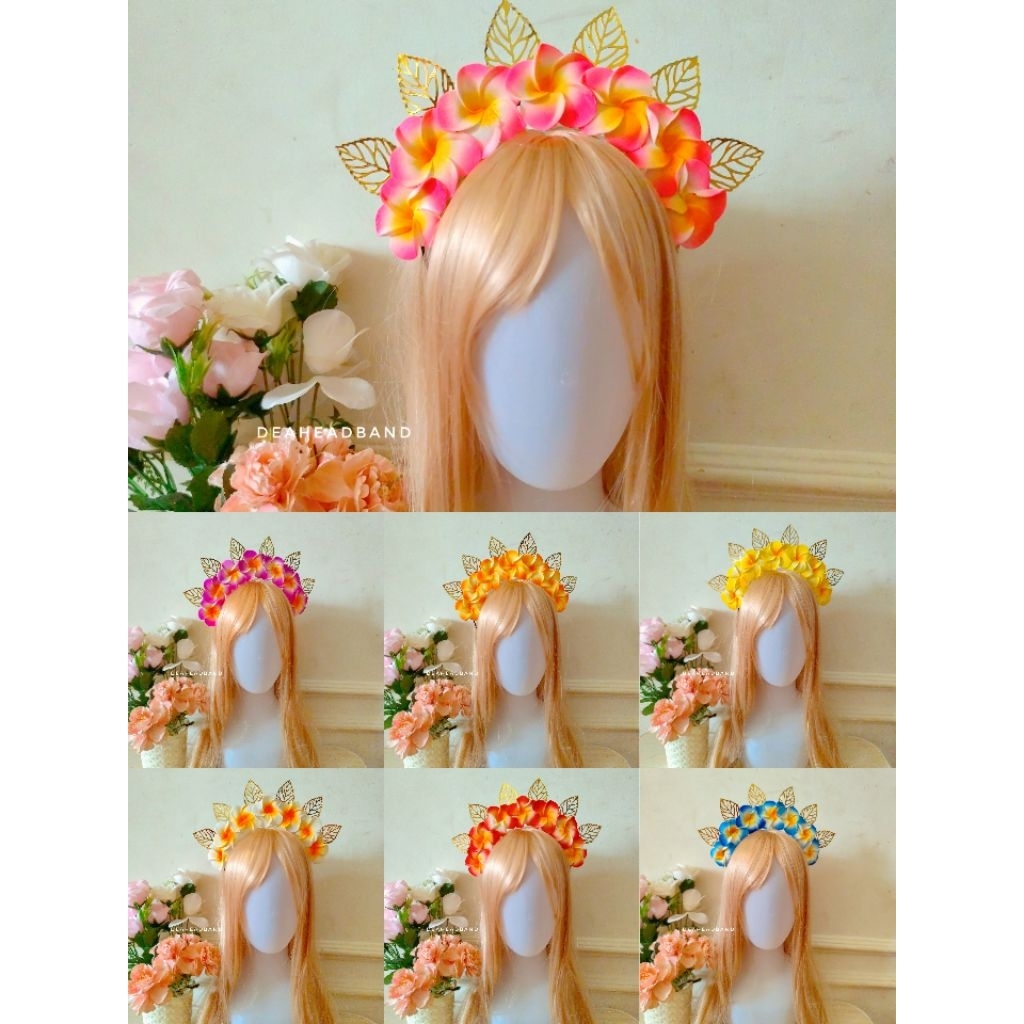 Jual 7WARNA Bando kamboja bali daun emas | headband adat anak & dewasa ...
