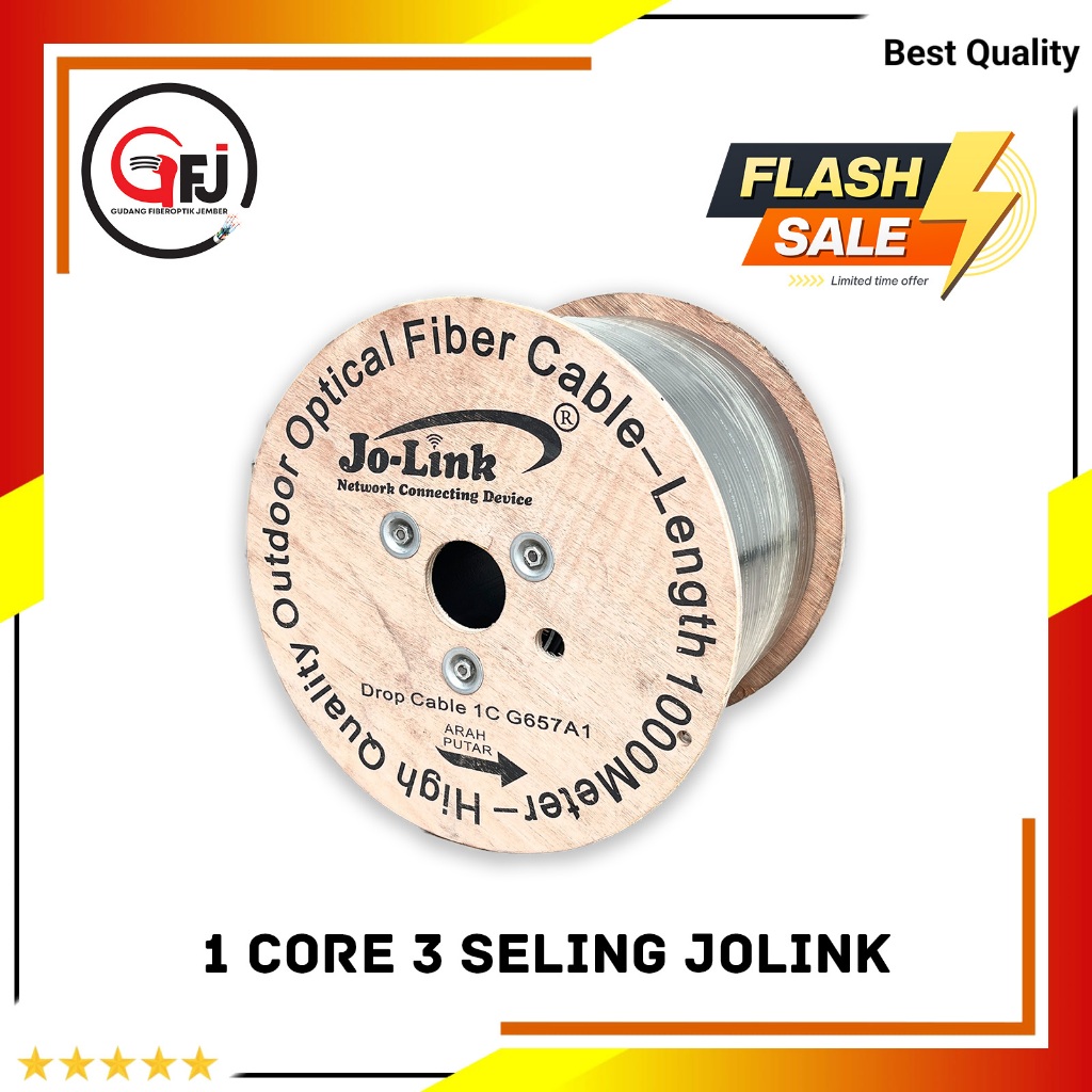 Jual [TERMURAH] KABEL FIBER OPTIK 1 CORE 3 SELING JOLINK 1000M | Shopee ...