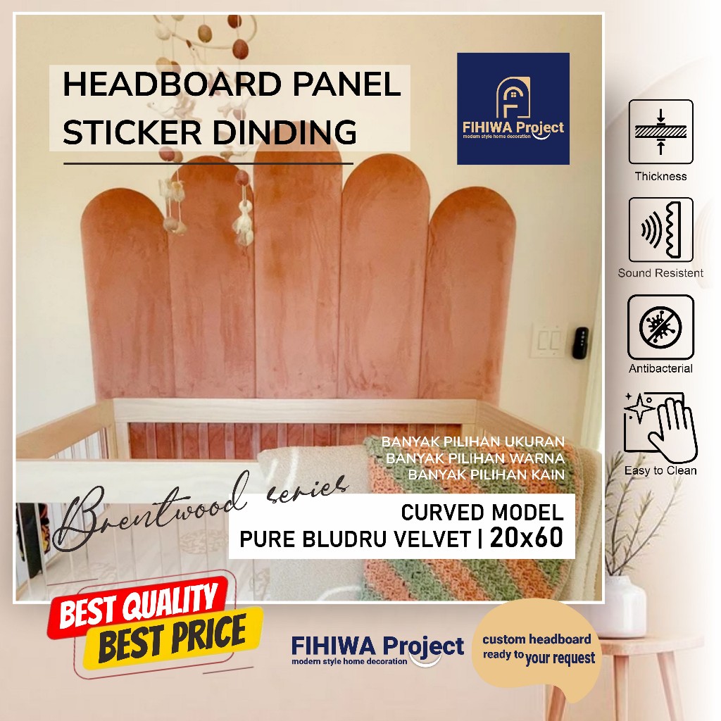 Jual Fihiwa – Headboard Sandaran Kasur Pure Linen Brentwood Cupcake ...