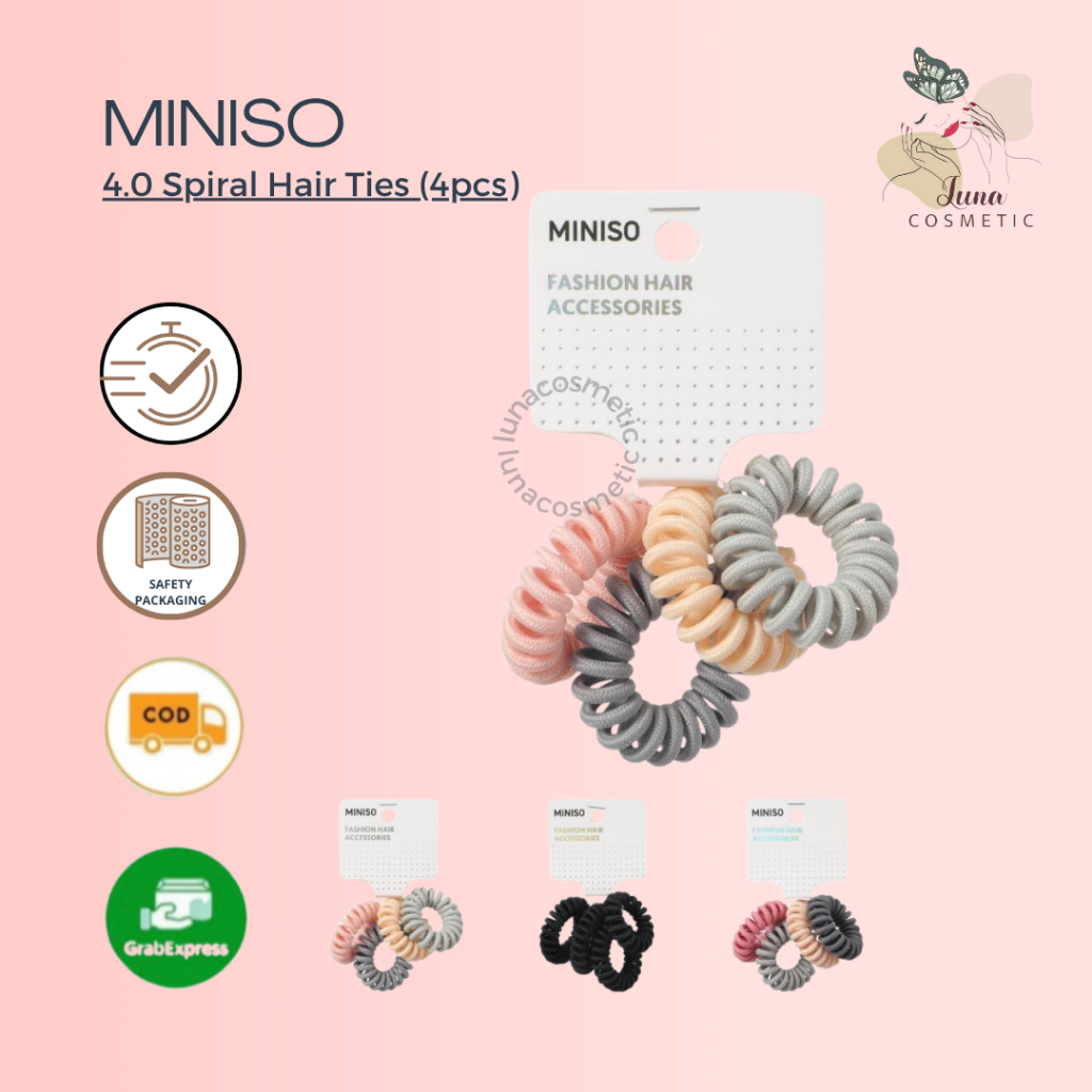 Jual Miniso 4.0 Spiral Hair Ties (4pcs) | Shopee Indonesia