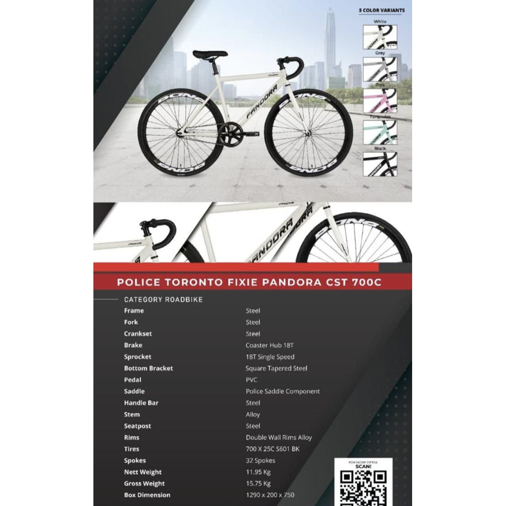 Jual SEPEDA FIXIE ELEMENT POLICE PANDORA 700C REM TORPEDO ROAD BIKE ...