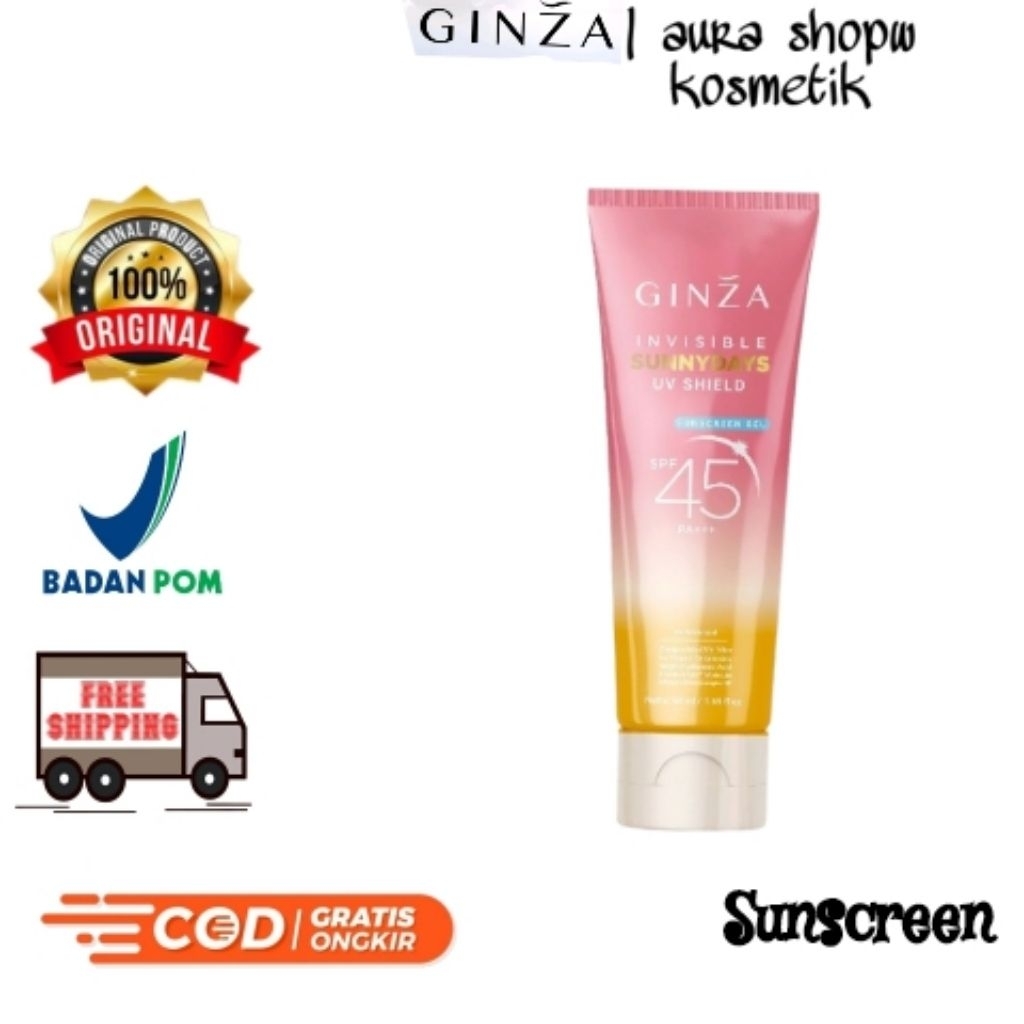 Jual (COD) GINZA SUNSCREEN INVISIBLE SUNNYDAYS UV SHIELD SUNSCREEN GEL ...