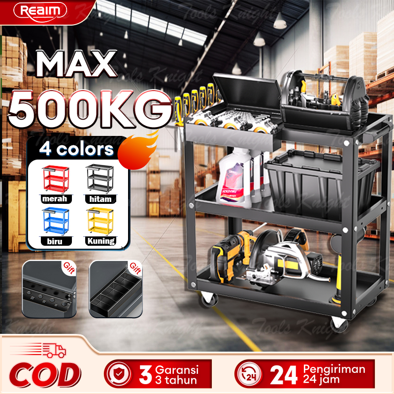 Jual Reaim Troli Bengkel Rak 3 Susun Perkakas Trolly/kabinet alat tiga ...