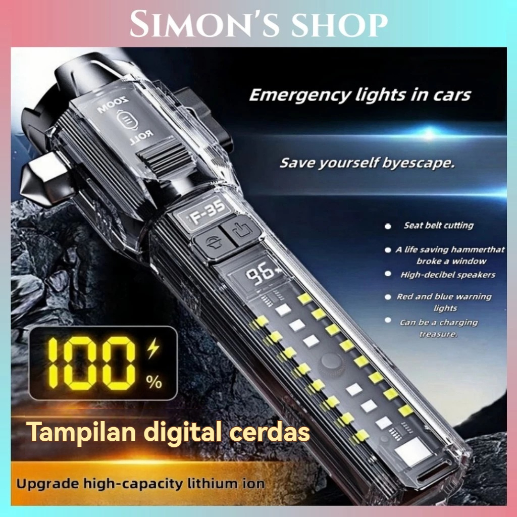 Jual Senter Emergency 10 in 1 - Safety Hammer Pemecah Kaca LED Super ...