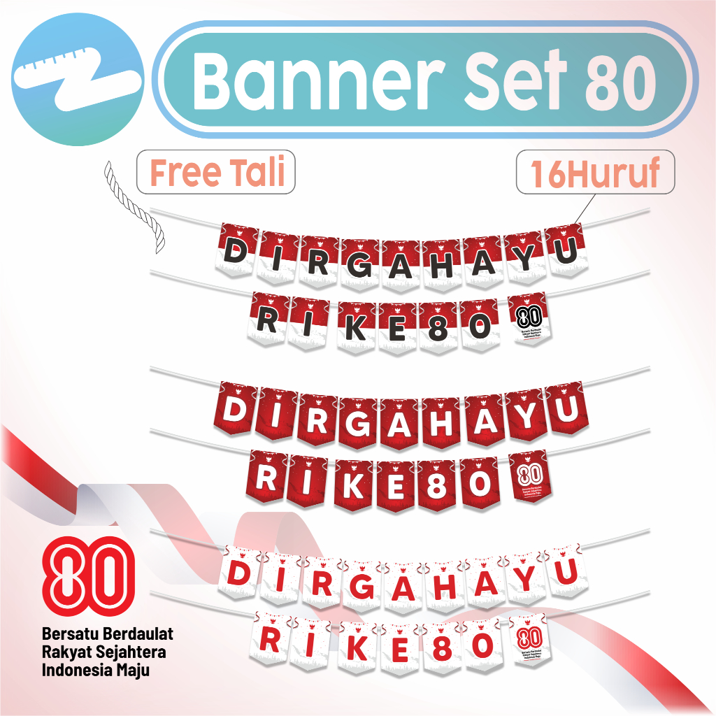 Jual Banner Set Dirgahayu Kemerdekaan RI Ke 80 ( Free Tali ) / Banner ...