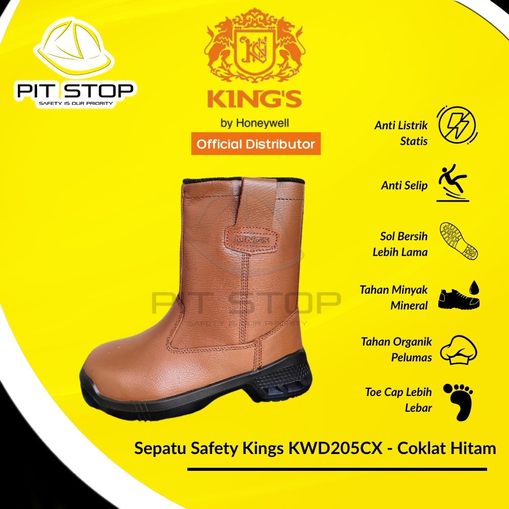 Jual Sepatu Safety Kings KWD205CX Coklat Hitam Boot Kulit Anti Listrik ...