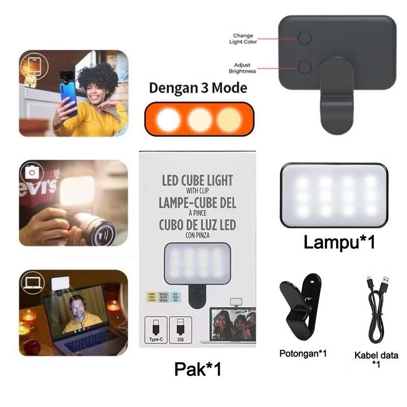 Jual Lampu Selfie Led Cube Light Portable Lampu Selfie Mini Fill Light ...