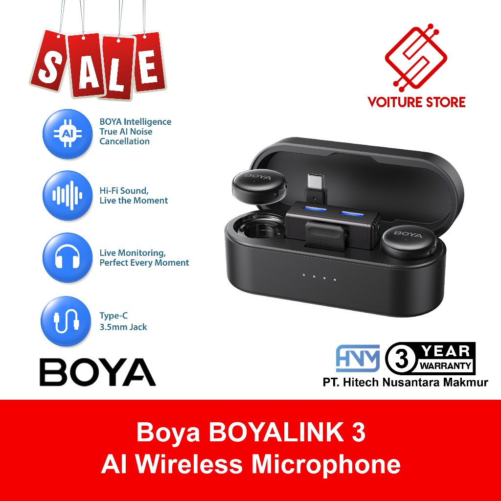 Jual Boya Link 3 BOYALINK 3 All in One Wireless Microphone System with ...
