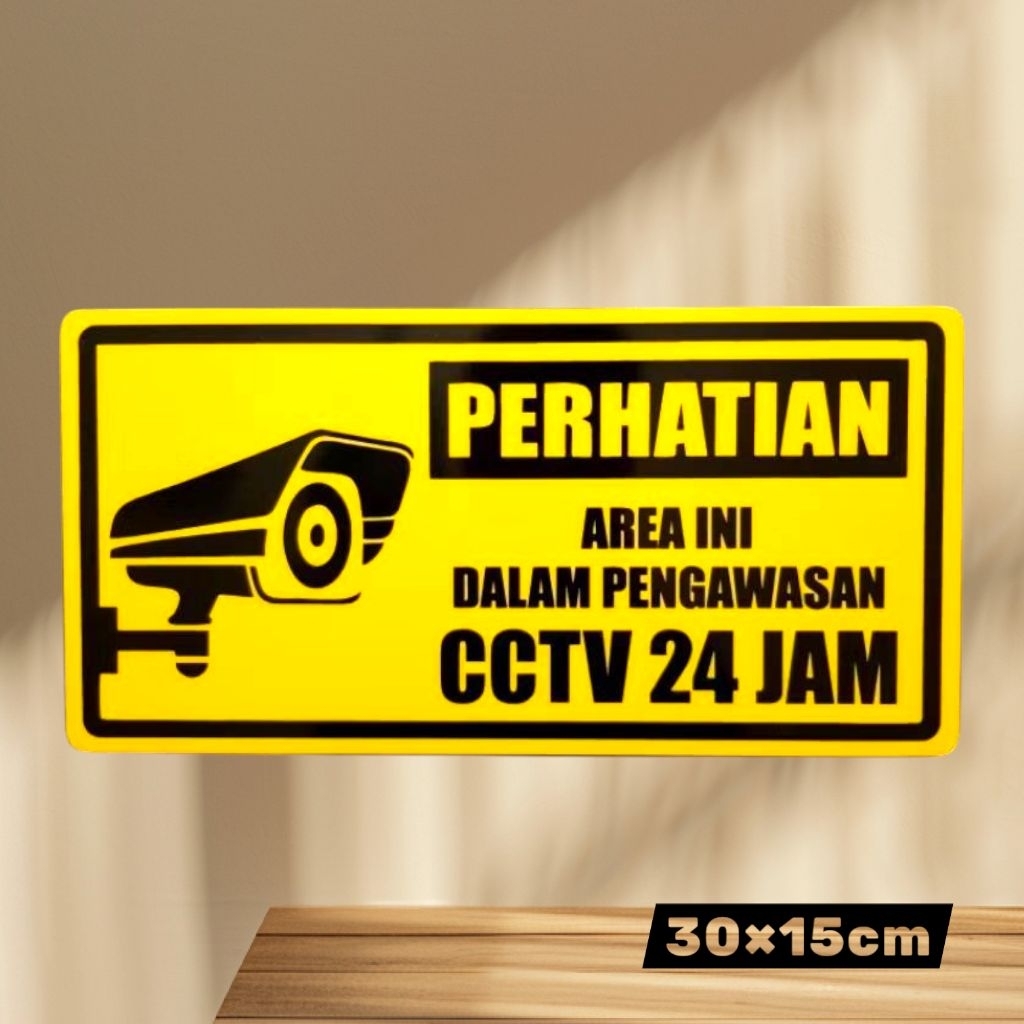 Jual Akrilik sign tulisan PERHATIAN - AREA INI DALAM PENGAWASAN CCTV ...