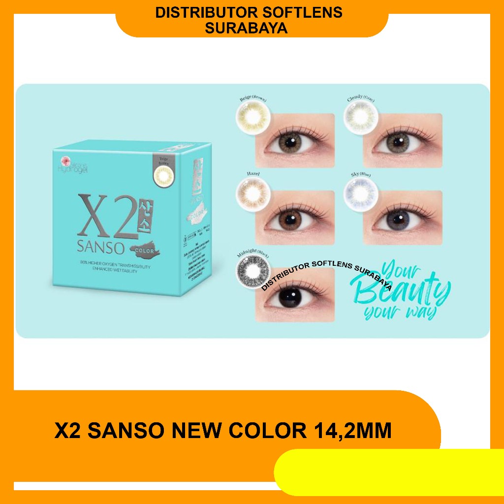 Jual Softlens X2 Sanso New Color 14,2MM Normal dan Minus (-0,50 S/D -6 ...