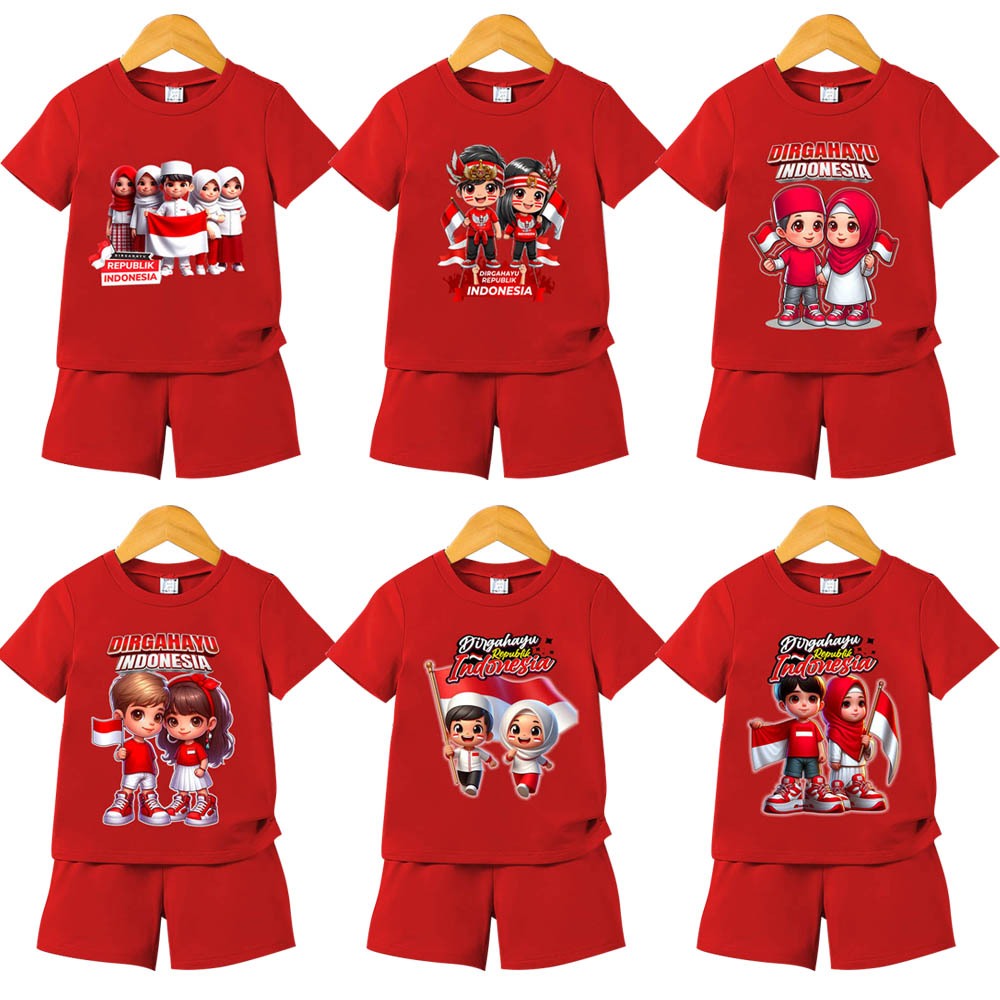 Jual Setelan Baju Anak Laki-Laki & Perempuan Merah Putih Kemerdekaan ...