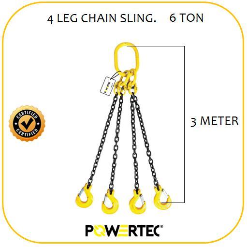 Jual 4 LEG CHAIN SLING. KAP 6 TON PANJANG 3 M ( RANTAI 4 KAKI ...