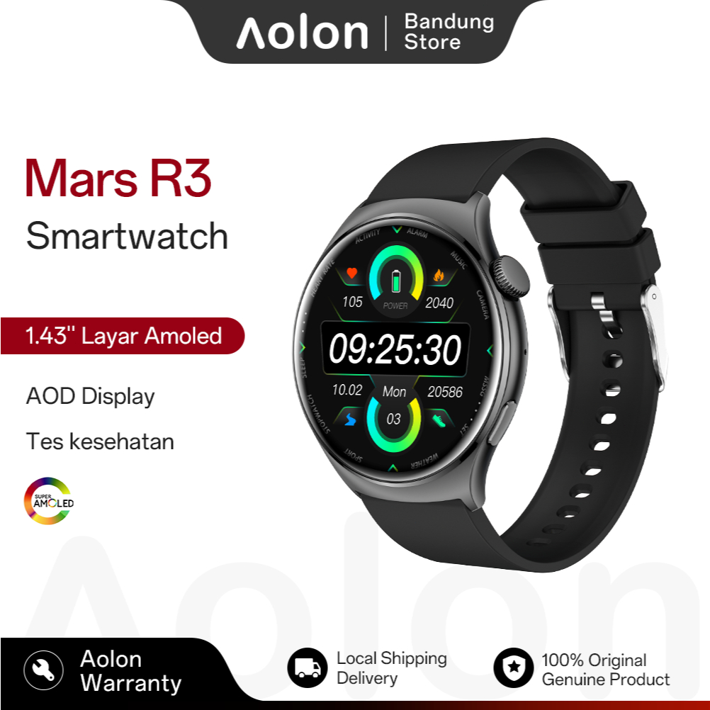 Jual AOLON Mars R3 Jam Tangan Pria Running Pace | Amoled Screen | Aod ...