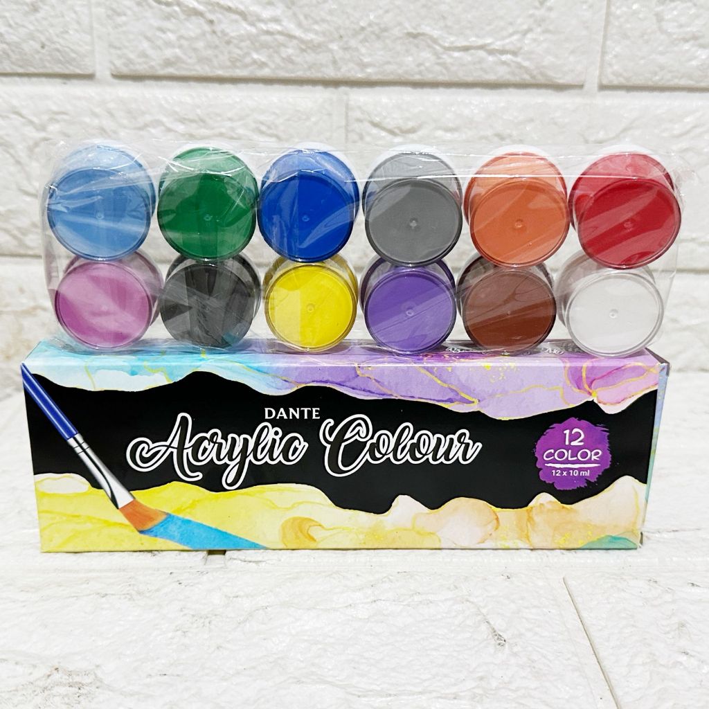 Jual Dante Express - Cat Acrylic 12 Warna Kanvas Lukis Dante Set ...