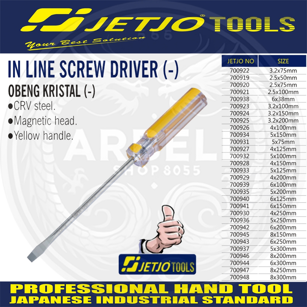 Jual IN LINE SCREWDRIVER ( - ) JETJO TOOLS OBENG MIN KRISTAL 4 X 200 MM ...