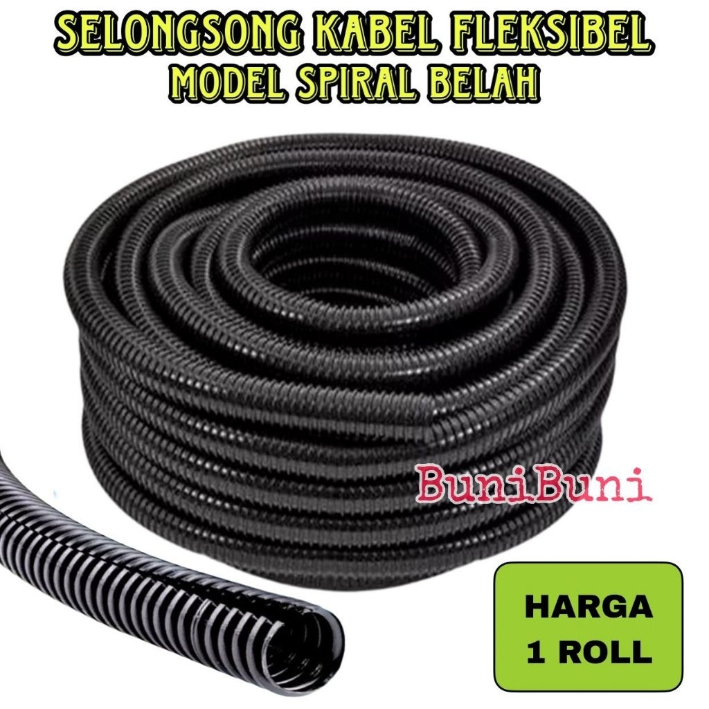 Jual 1 ROLL - SELANG SPIRAL FLEKSIBEL / SELONGSONG KABEL MODEL BELAH ...