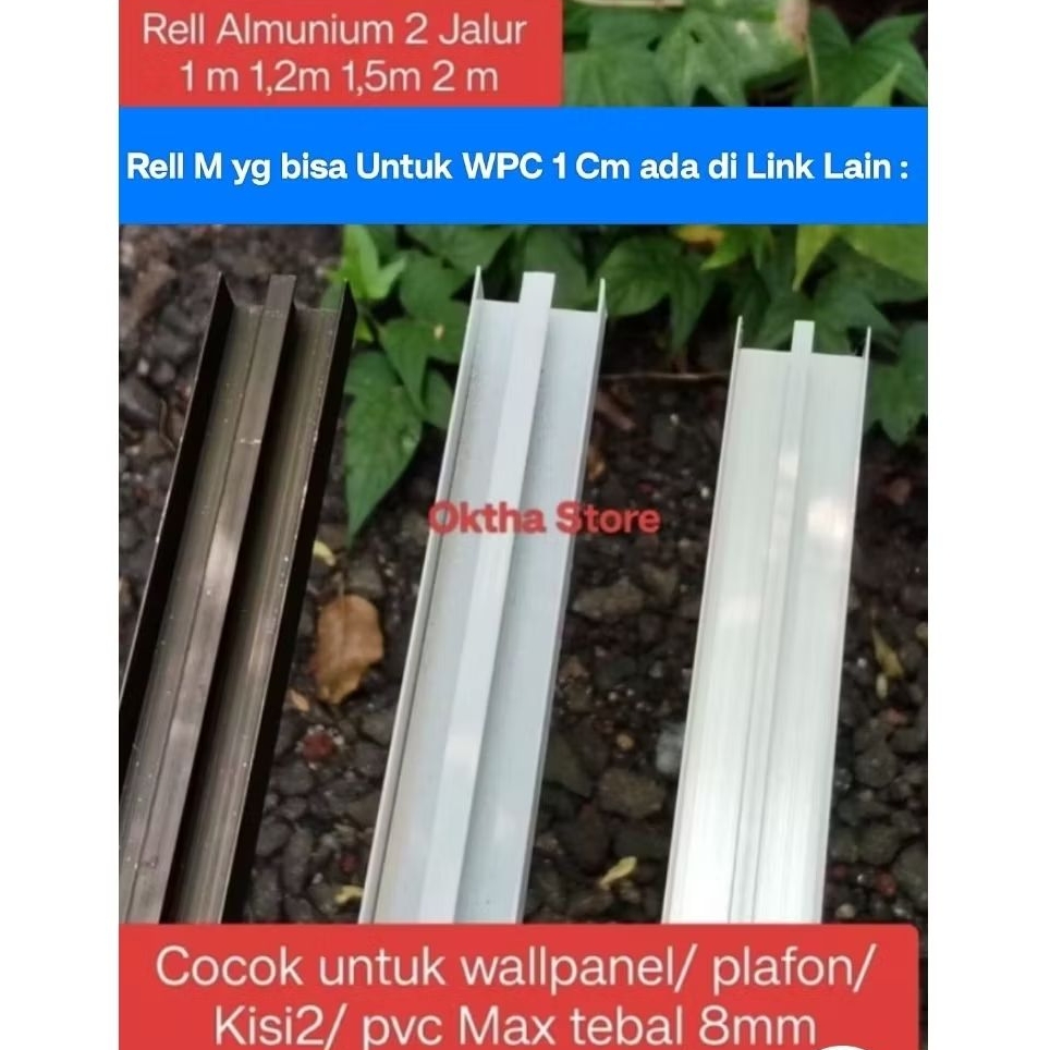 Jual [1 Meter] Rel Almunium 2 Jalur Etalase HITAM / Rell Kolong dapur ...