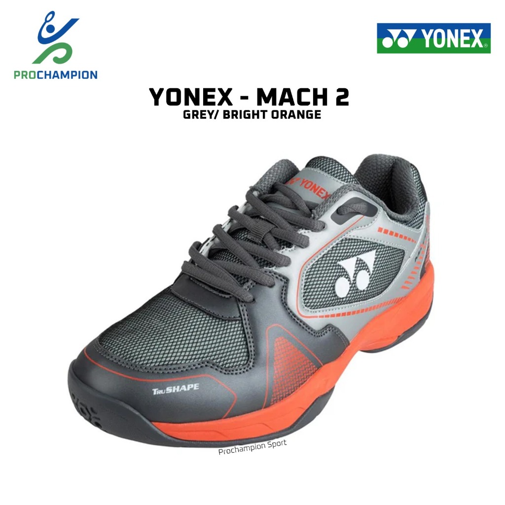 Jual Sepatu Badminton YONEX Mach 2 Grey Bright Orange | Shopee Indonesia