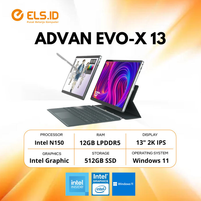 Jual Advan Evo-X 13 2in1 Touchscreen Intel N150 12GB SSD 512GB 13" W11 ...