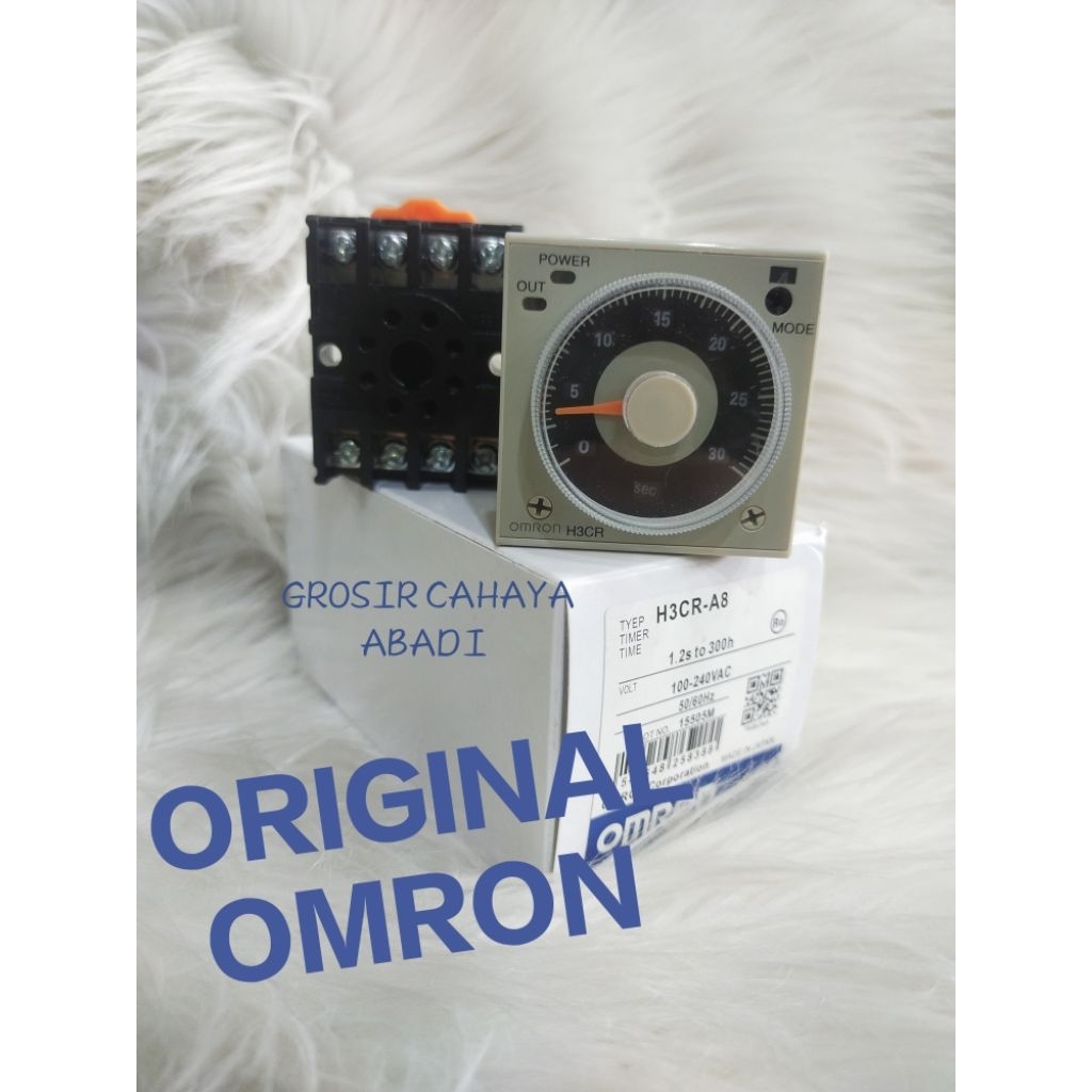 Jual timer omron h3cr a8 220-240vac 8 kaki set socket/timer h3cr-a8 ...