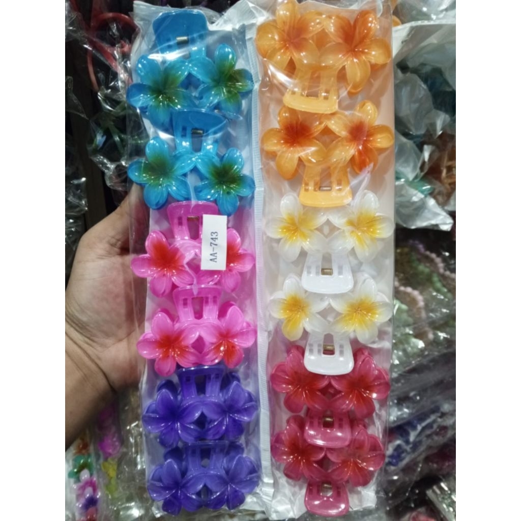Jual (12pcs) Jepitan Rambut Import 2 Bunga Kamboja Warna Cerah Ukuran ...