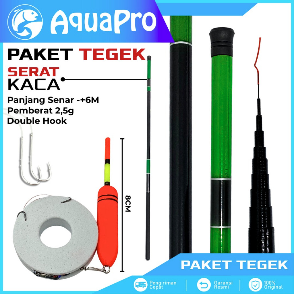 Jual AquaPro Paket Set Joran Tegek Pancing Teleskopik Serat Kaca ...