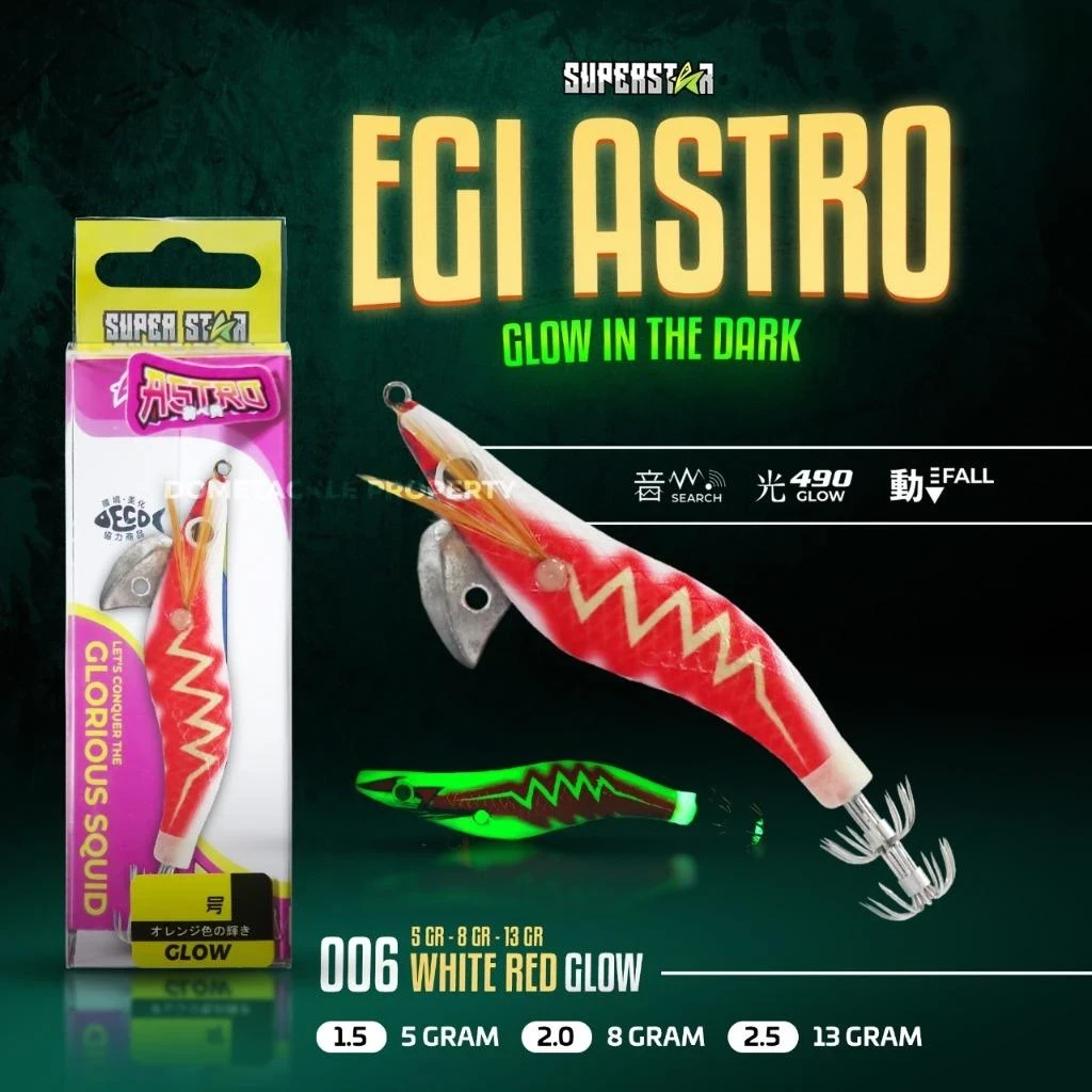 Jual Superstar Egi Astro Umpan Cumi Squid Jig GID Glow In The Dark Rattle Size 1.5 2.0 2.5 Egi ...