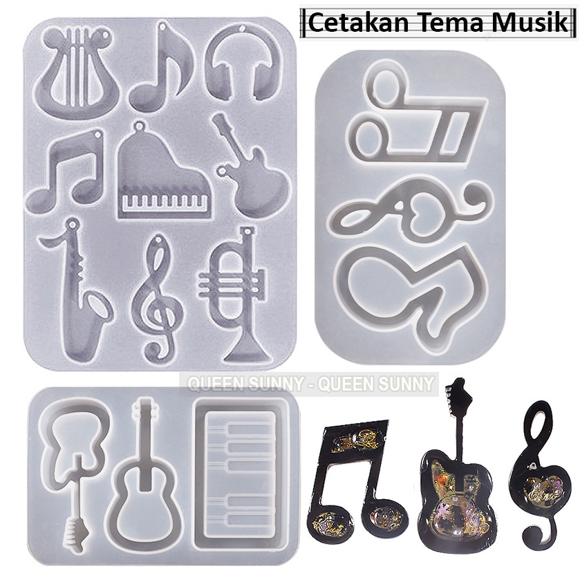 Jual Cetakan Resin Pendant Liontin Musik Melodi Not Balok Piano Gitar ...