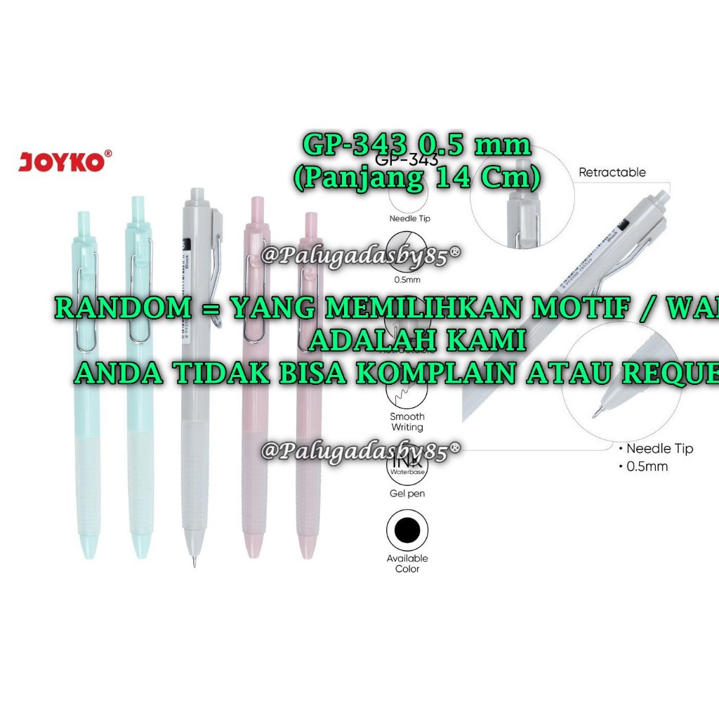 Jual (1 Biji) GROSIR Bolpen JOYKO GP-343 Pasuteru Gel 0.5 mm / Gel Pen Pulpen Pena Joyko GP-343 ...