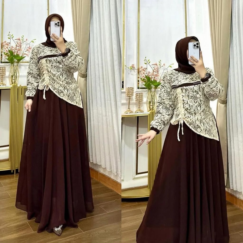 Jual Sabrina Dress gamis pesta kondangan viral Dress Brukat terbaru ...