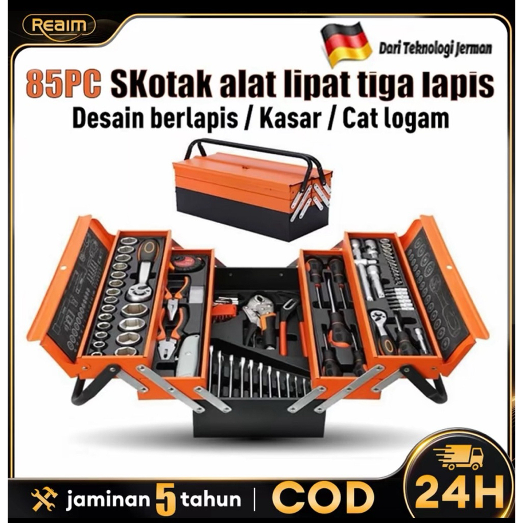 Jual Reaim tool kit 85 pcs Kunci Bengkel Otomotif Set is 85 Tools Box ...