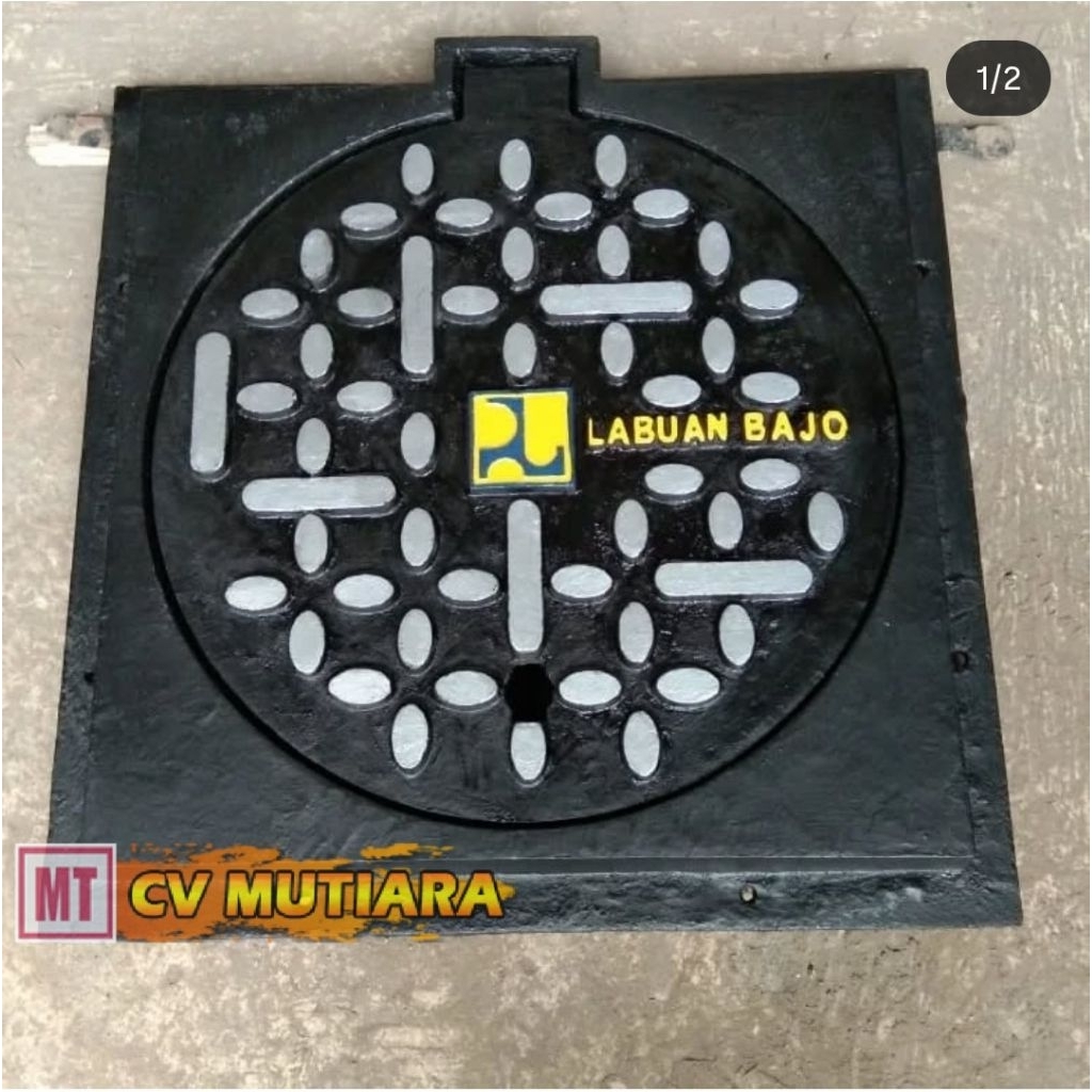 Jual Manhole cover diameter 60cm engsel tutup bulat, frame kotak ...