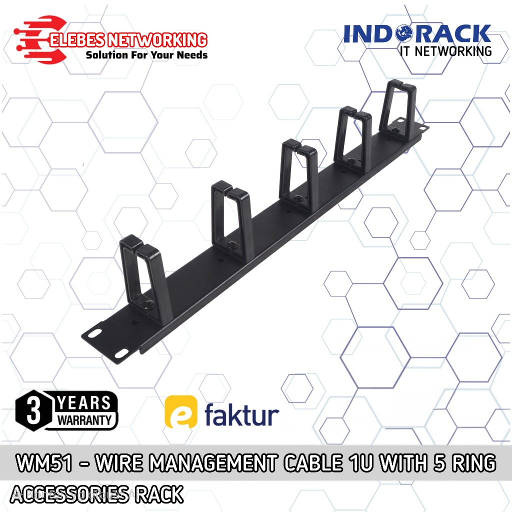 Jual WM51 Horizontal Wire Management Cable Panel INDORACK 1U with 5 ...