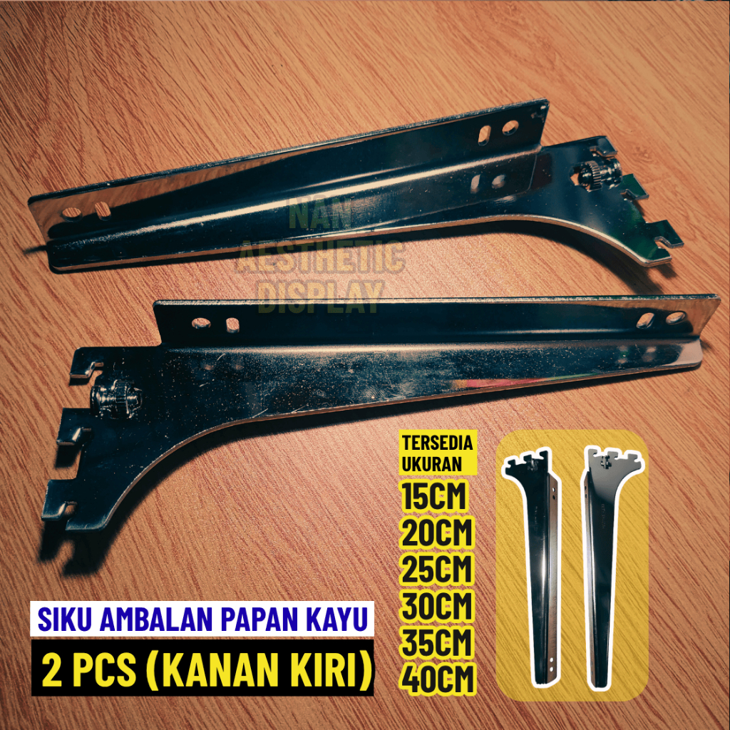 Jual 2 PCS KANAN KIRI Braket Ambalan papan kayu siku kayu besi shelving ...