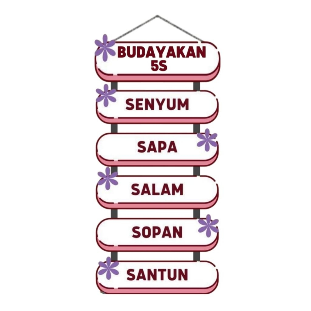 Jual Poster Gantung Budayakan 5S Senyum Sapa Salam Sopan Santun Edukasi ...