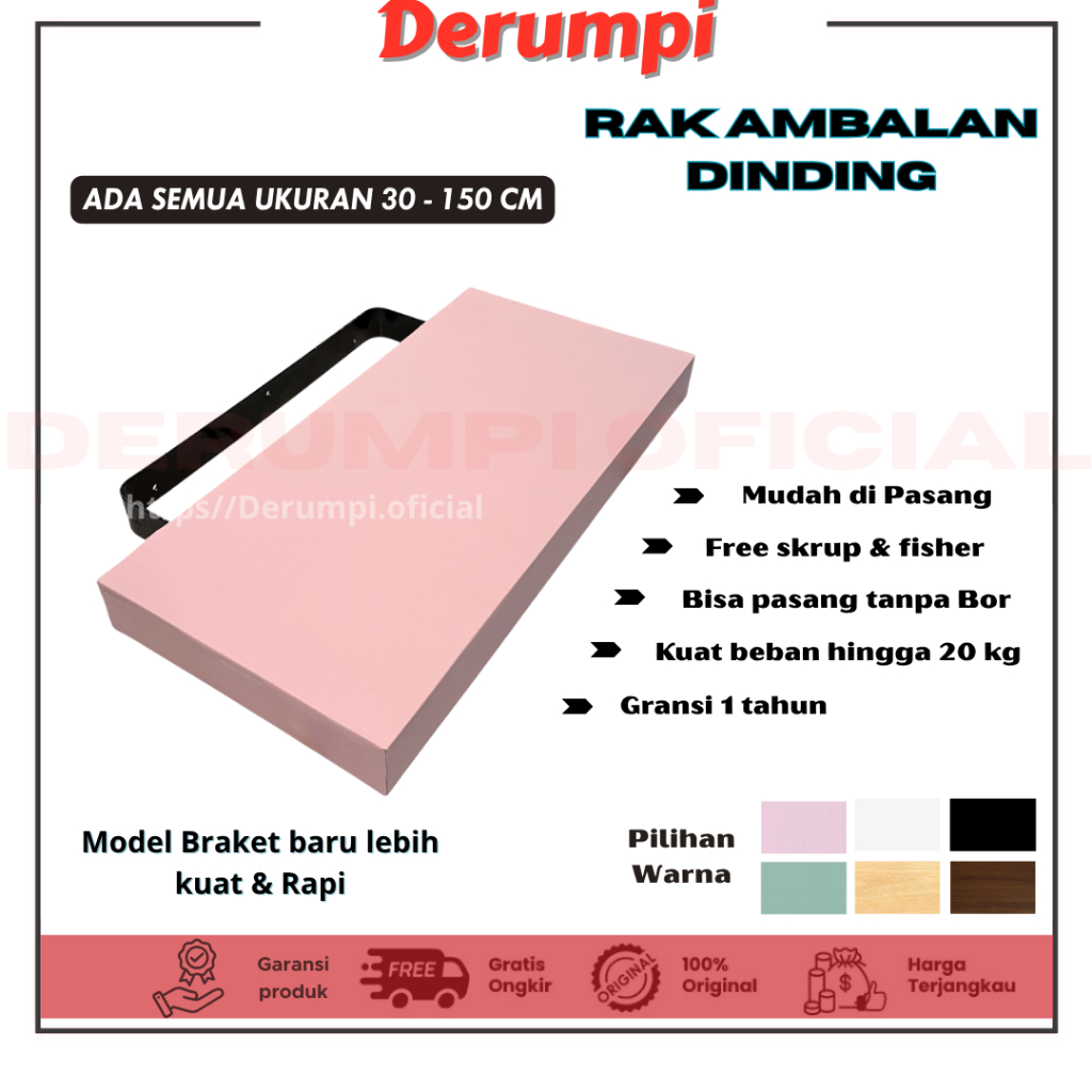 Jual [TERMURAH] Rak Ambalan Dinding Minimalis Extra Lebar 20 cm hiasan ...