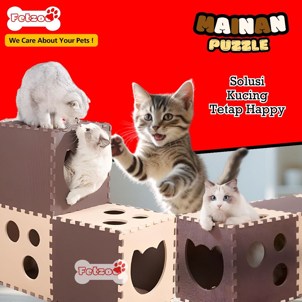 Jual Mainan Kucing Puzzle Terowongan Latih Otak & Gerak FETZOO | Shopee ...