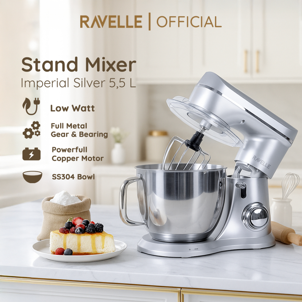 Jual RAVELLE Stand Mixer 5.5L Terra Electric Mixer Pengaduk Adonan Roti ...