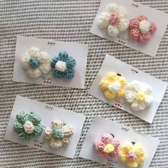 Jual SEUTAS - ZAIRA Jepit Rambut Anak Rajut Flower Puff Cantik/Hair Pin ...