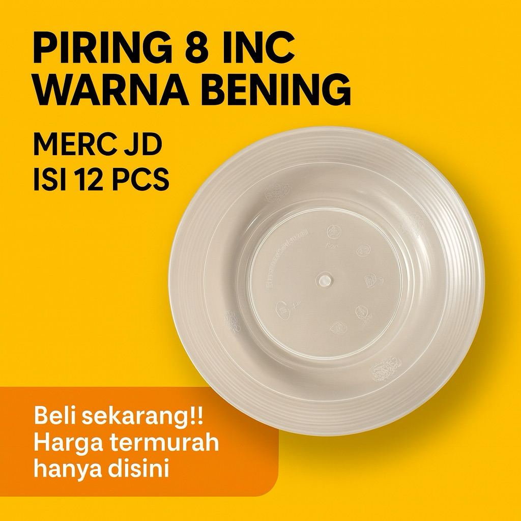 Jual Piring Plastik Bening 8 Inch JD Diameter 20,5 cm Isi 12 Pcs ...