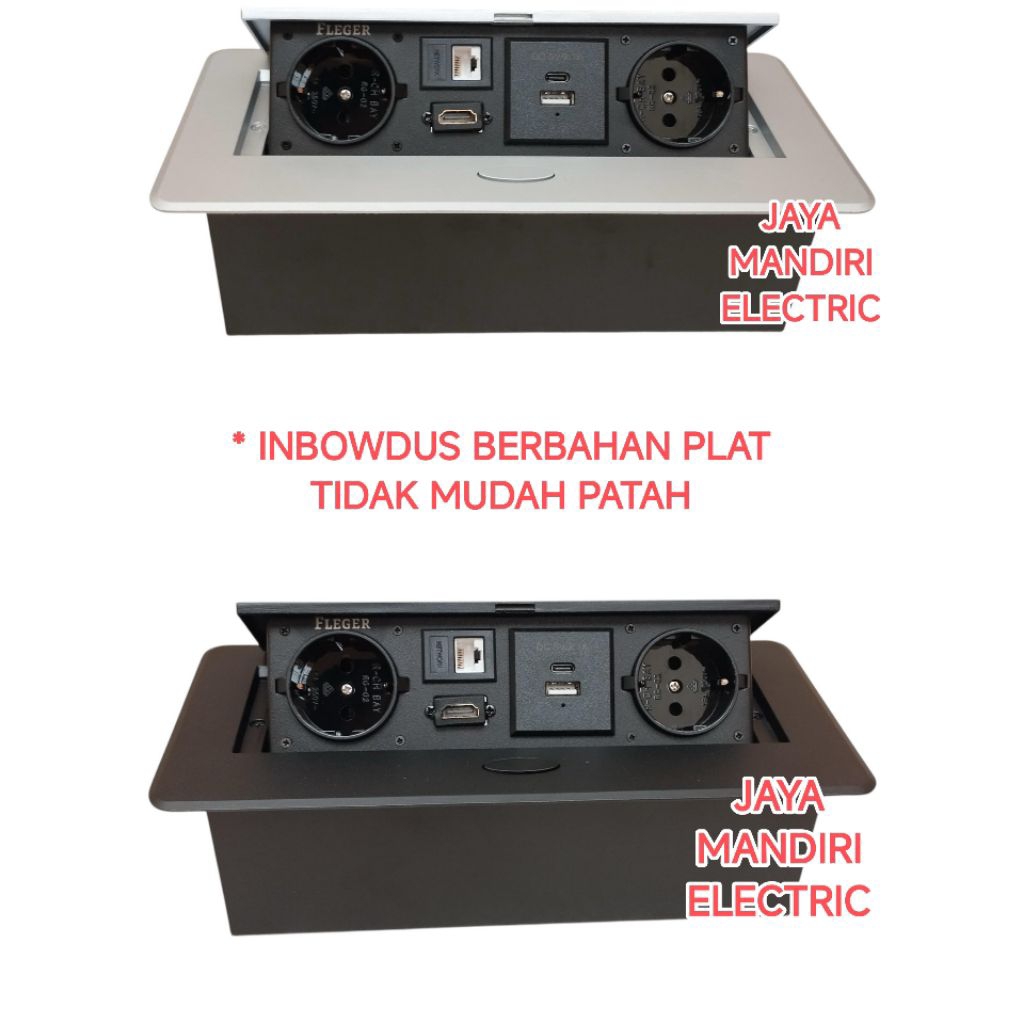 Jual Stop Kontak Meja Flip Up Stopkontak Table Socket 2 EURO EU + USB ...