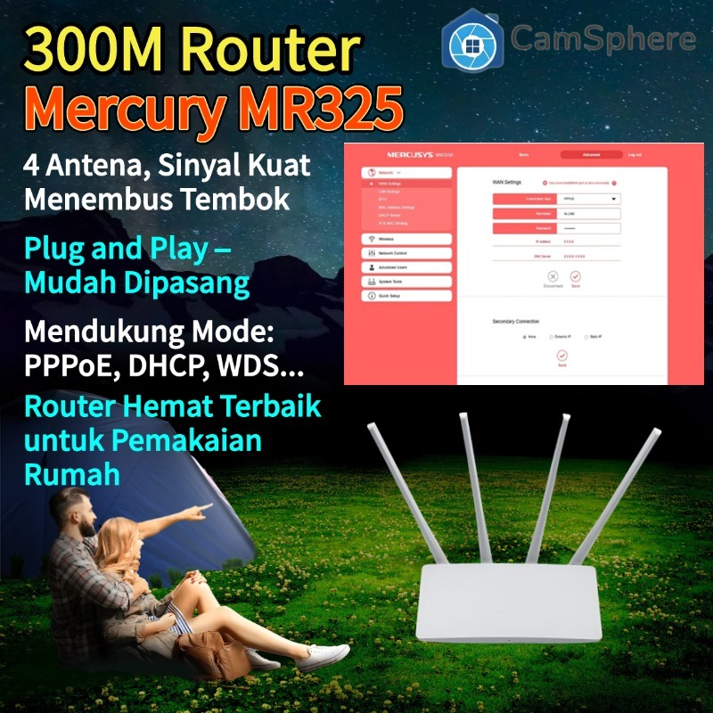 Jual Mercury MR325 Router WiFi 300Mbps｜4 Antena Kuat Signal｜English Firmware｜Harga Terjangkau ...