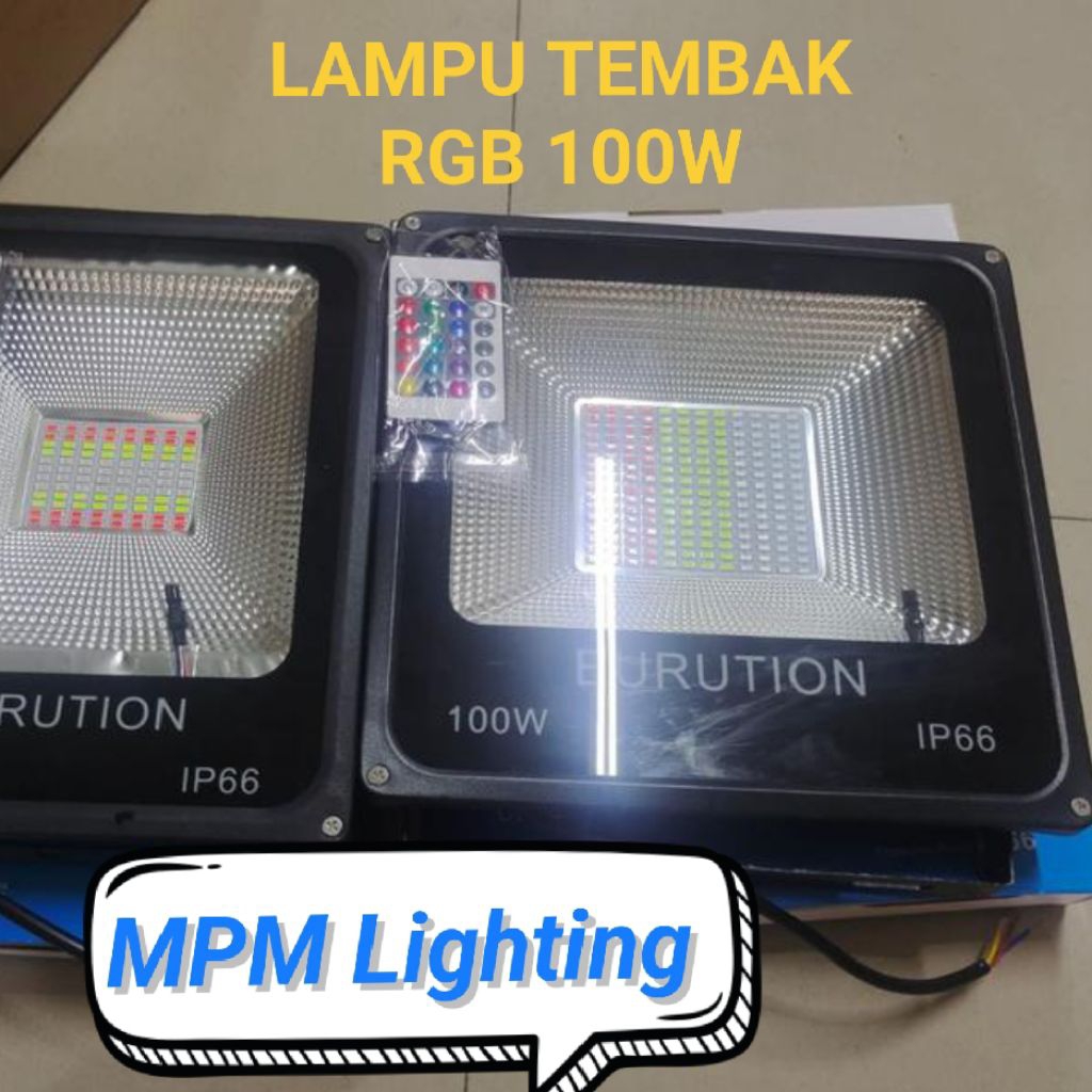 Jual EURUTION Lampu Tembak Sorot RGB 100 WATT Outdoor/ LED Floodlight Warna Warni 100W Outdoor ...