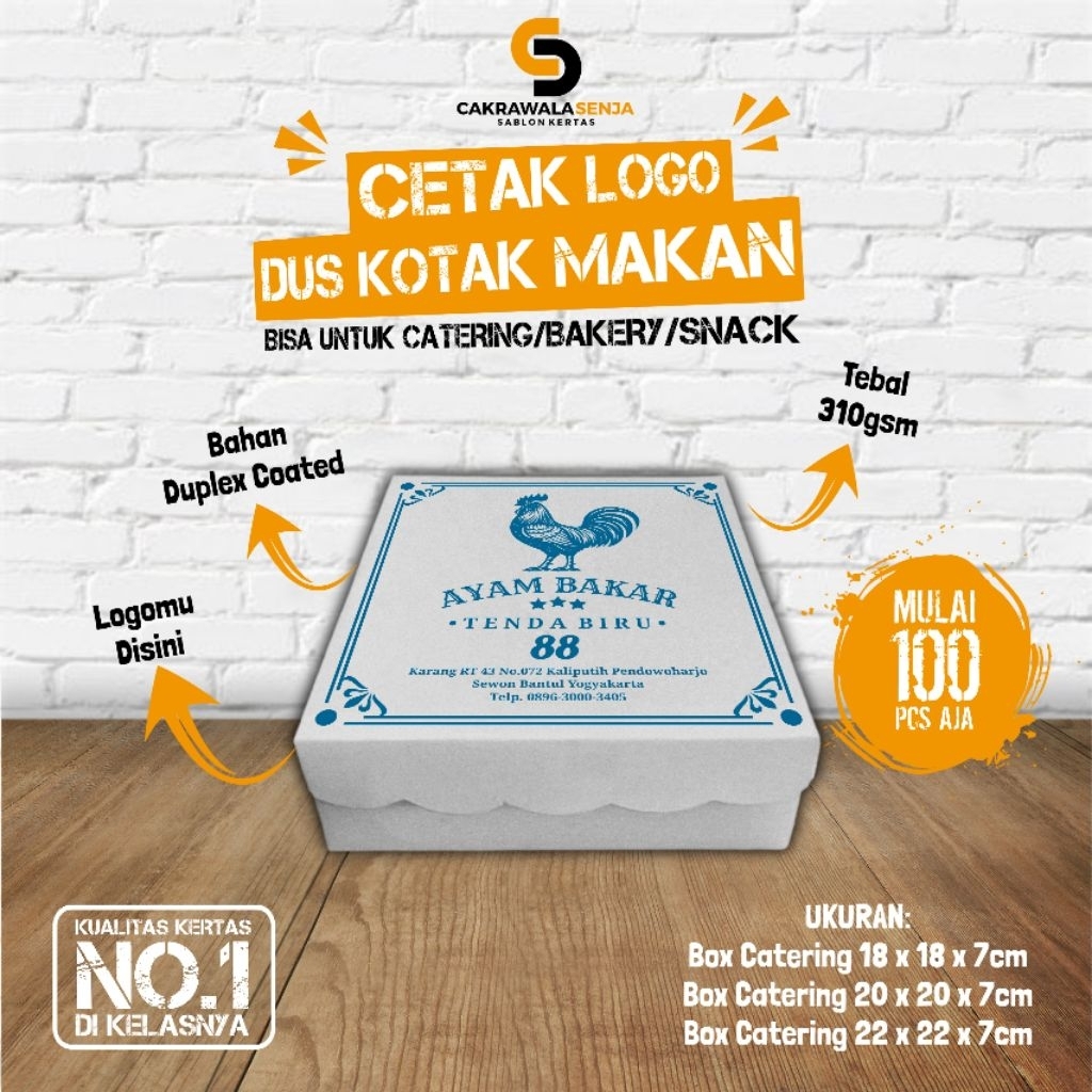 Jual Box Catering Custom Logo 1 Warna – Bahan Duplex Coated Tebal ...