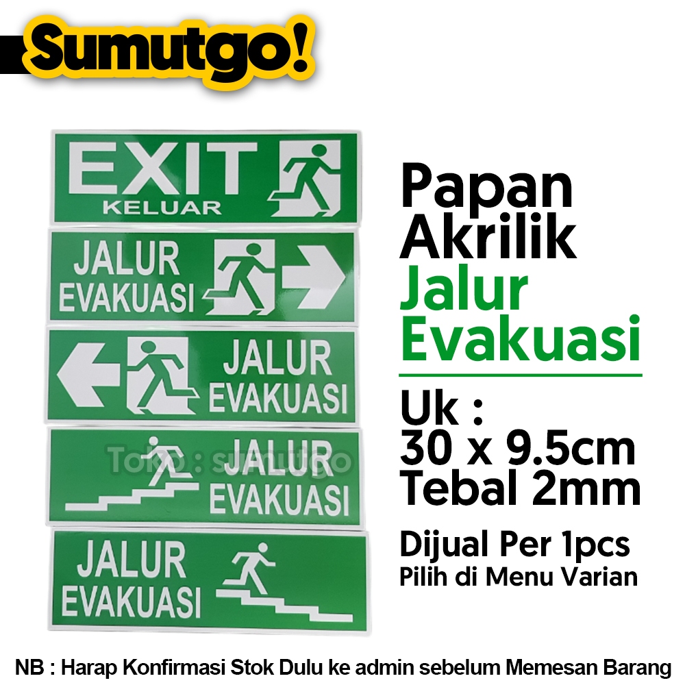 Jual Safety Sign Akrilik Jalur Evakuasi Exit K3 Hijau 30 x 9.5 cm ...
